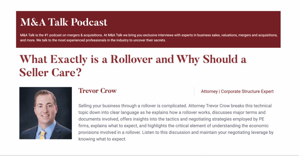 Trevor Crow Featured on Morgan & Westfield M&A Talk Podcast Covering ...